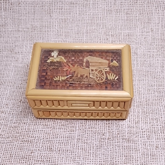 Vintage | Accents | Vintage Veroart Bamboo Wooden Trinket Box With ...